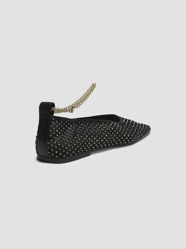 MARIA LUCA Augusta Crystal Mesh Ballet Flats