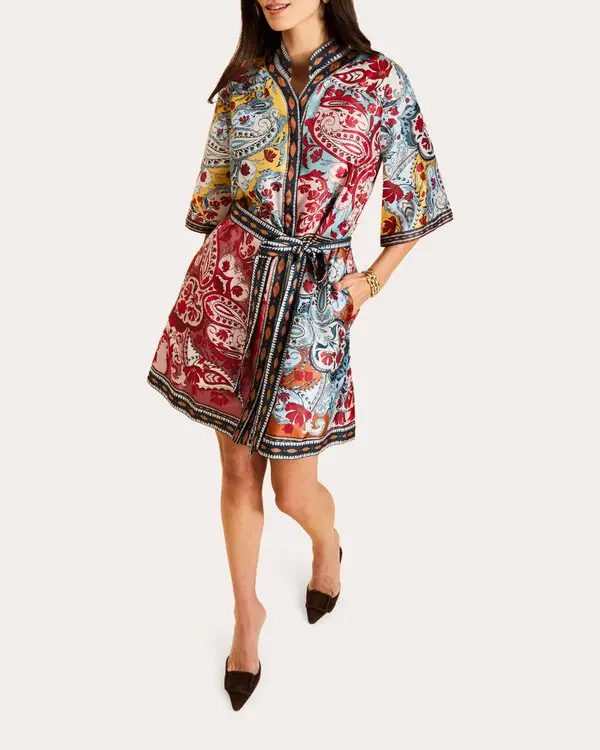 Mestiza New York Aracati Patchwork Twill Mini Shirt Dress