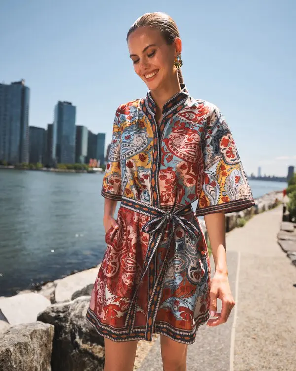 Mestiza New York Aracati Patchwork Twill Mini Shirt Dress