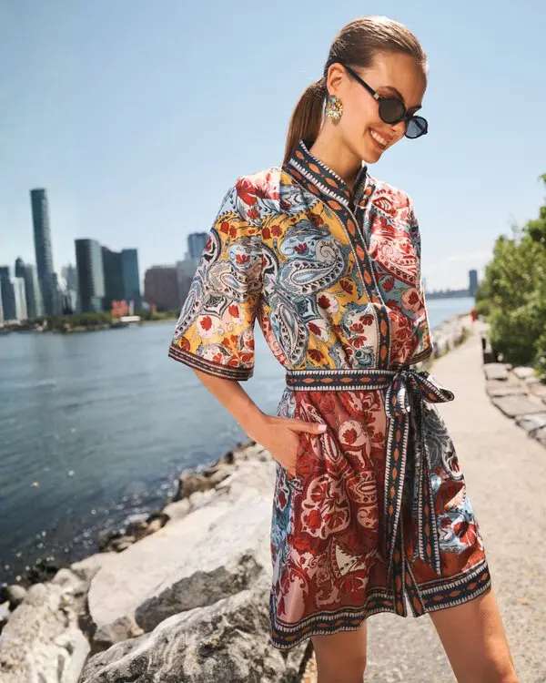 Mestiza New York Aracati Patchwork Twill Mini Shirt Dress