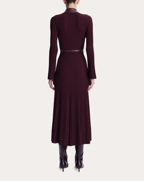 Simkhai Ismelle Knit Collared Zip-front Midi Dress