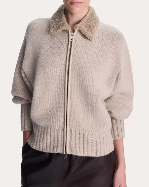 Simkhai Zorina Wool Cashmere Zip-front Cardigan