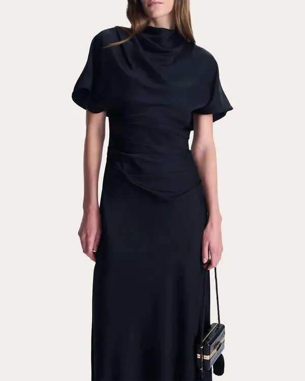 Simkhai Annibelis Satin Draped Cape Gown