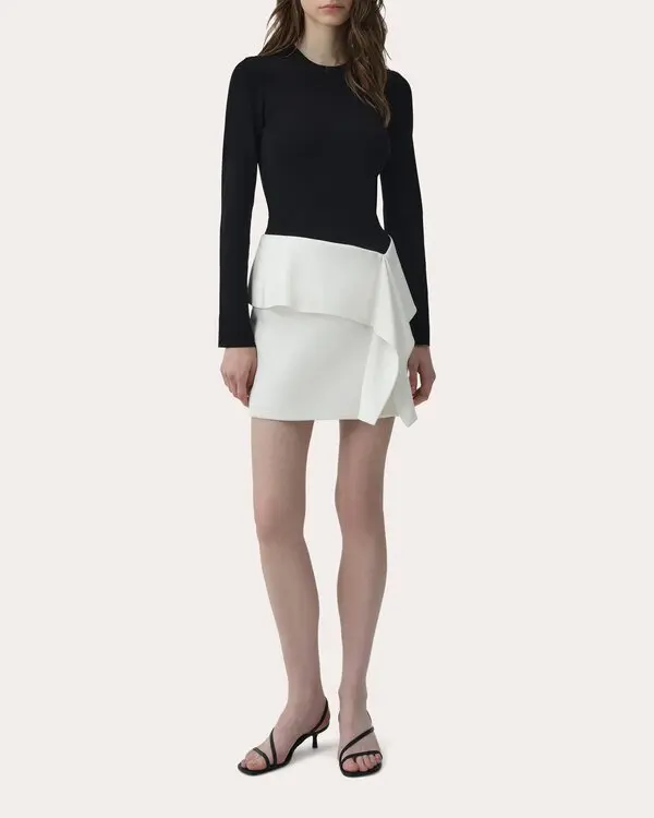 Simkhai Noel Knit Twill Combo Draped Mini Dress