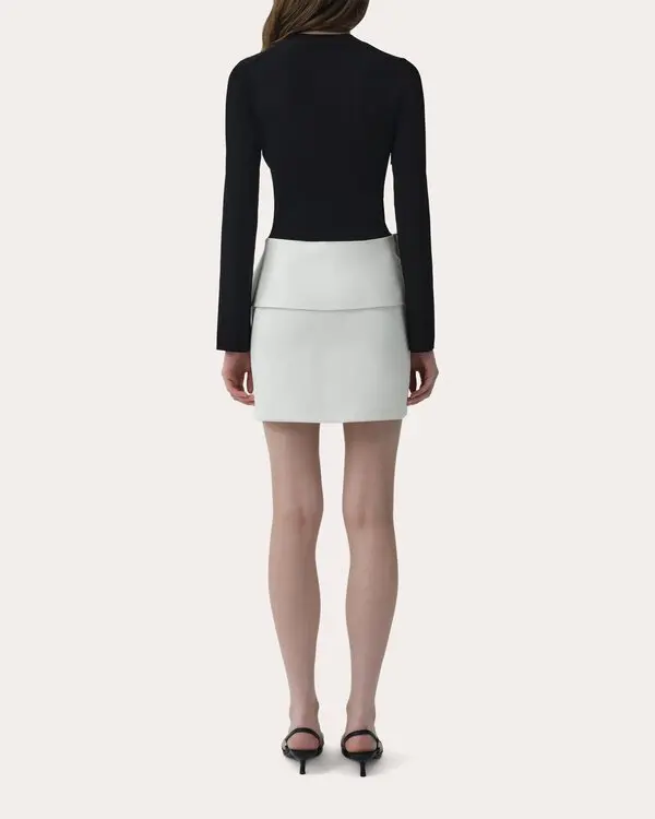 Simkhai Noel Knit Twill Combo Draped Mini Dress