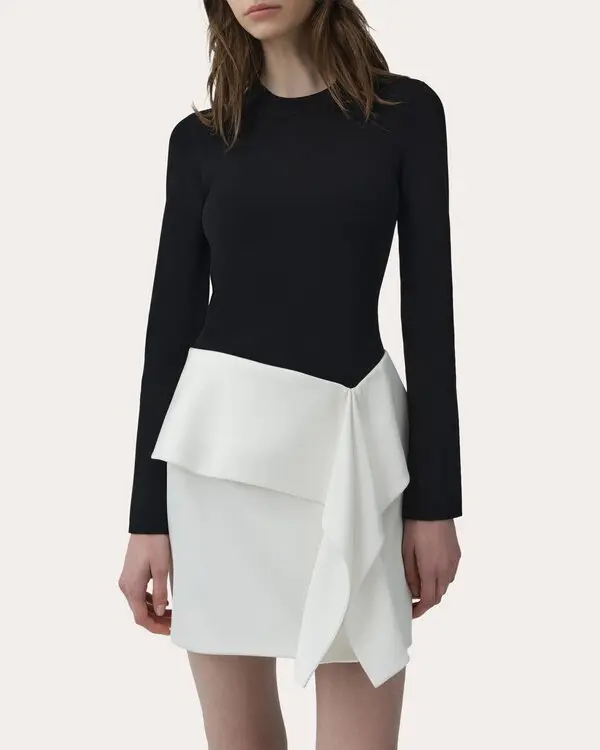 Simkhai Noel Knit Twill Combo Draped Mini Dress