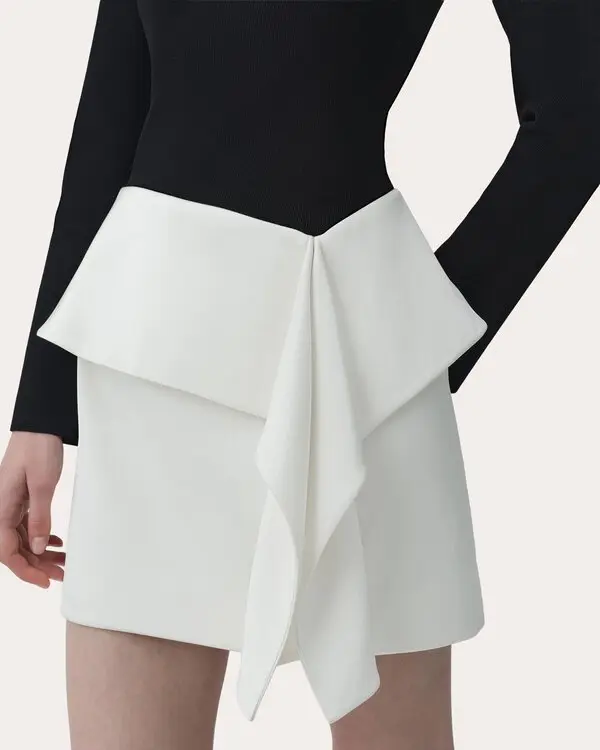 Simkhai Noel Knit Twill Combo Draped Mini Dress
