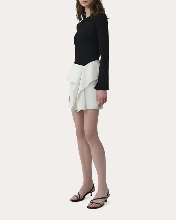 Simkhai Noel Knit Twill Combo Draped Mini Dress