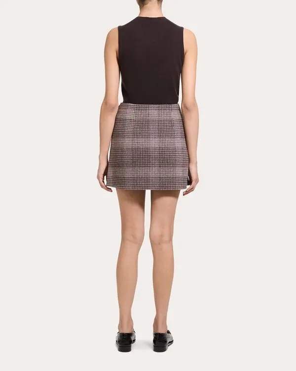 Theory Plaid Wool Cashmere Mini Skirt