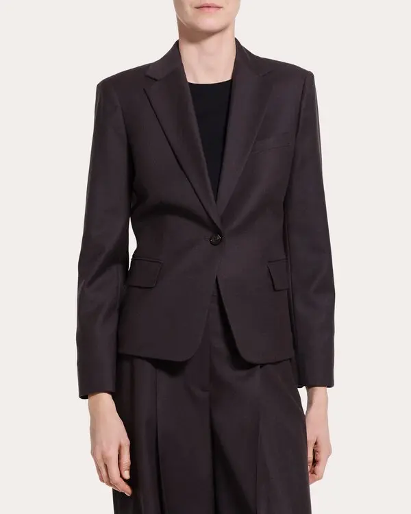 Theory Sleek Flannel Wool Slim Blazer