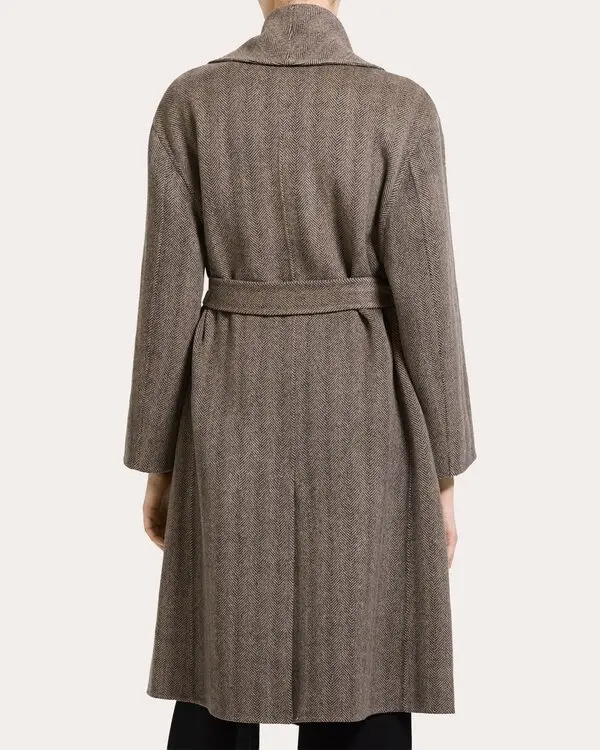 Theory Herringbone Wool Cashmere Shawl Coat - Multicolor