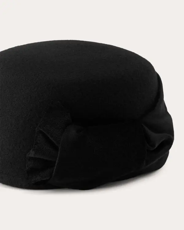 Helen Kaminski Savoy Knotted Wool Felt Pillbox Cap - Black