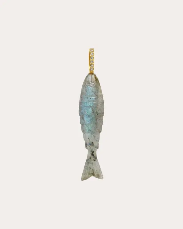 KATE COLLINS Labradorite & Diamond Fish Pendant