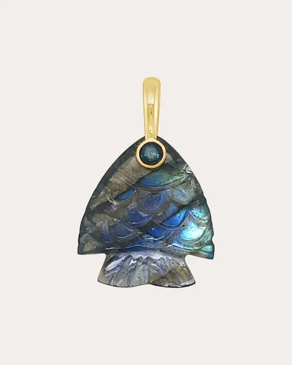 KATE COLLINS Labradorite & Blue Topaz Fish Pendant