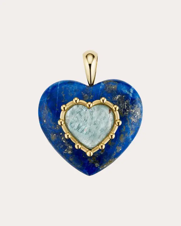 KATE COLLINS Lapis & Aquamarine Sacred Heart Pendant