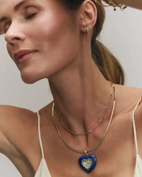 KATE COLLINS Lapis & Aquamarine Sacred Heart Pendant