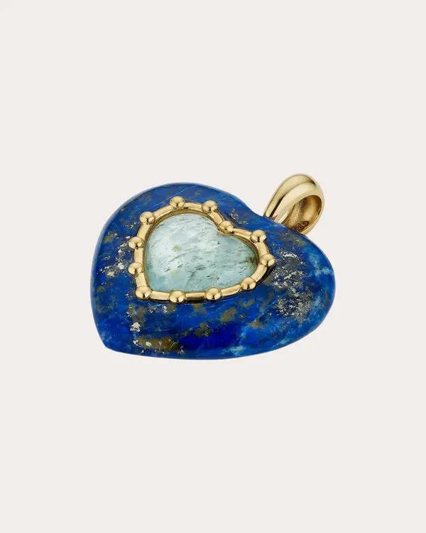 KATE COLLINS Lapis & Aquamarine Sacred Heart Pendant