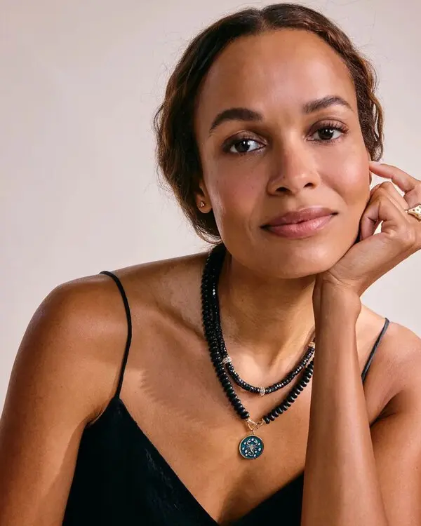 KATE COLLINS Onyx Rondelle Beaded Necklace