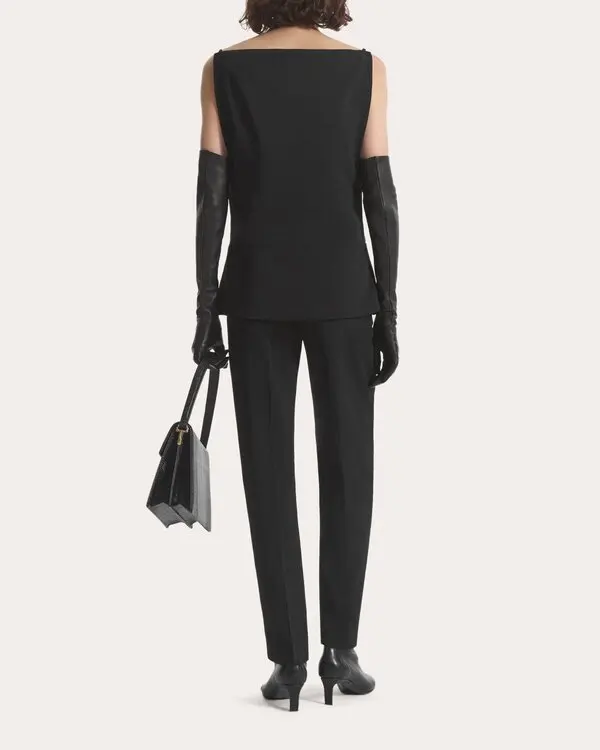 Co Structured Crepe Boatneck Top - Black