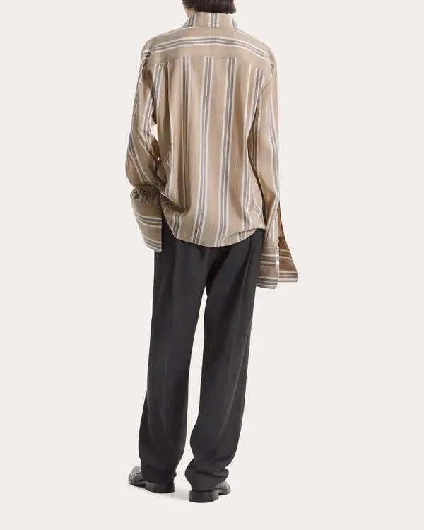 Co Stripe Silk Exaggerated Cuff Shirt