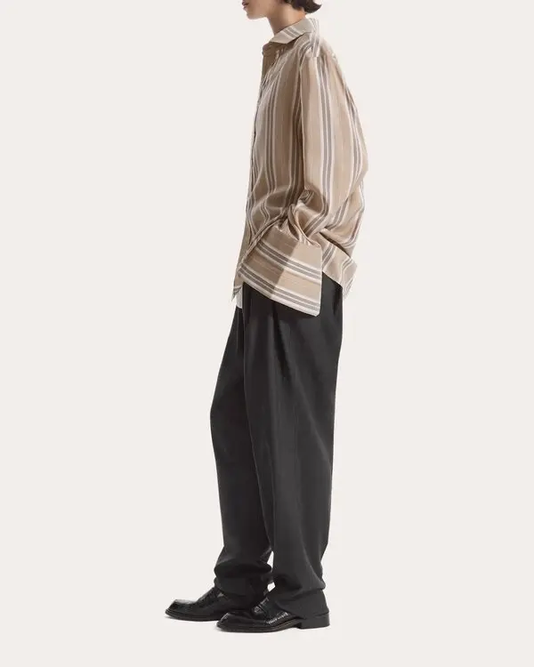 Co Stripe Silk Exaggerated Cuff Shirt
