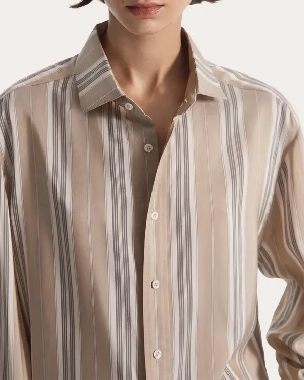 Co Stripe Silk Exaggerated Cuff Shirt