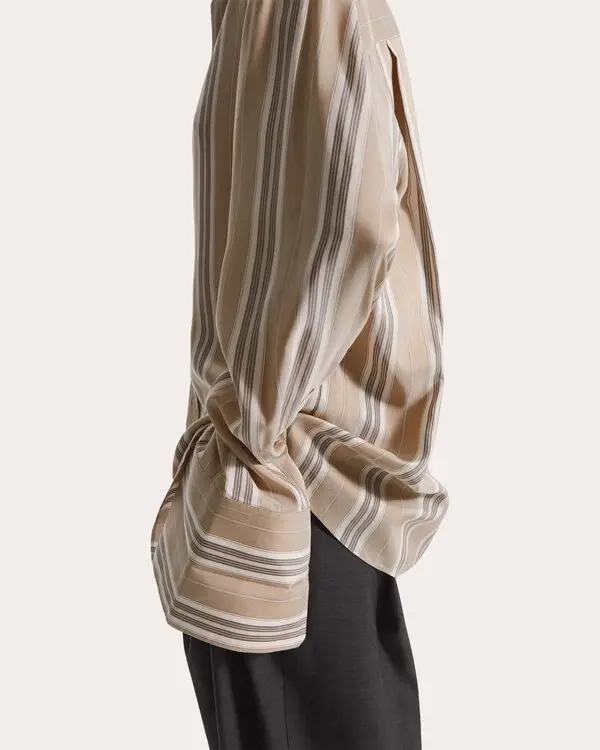 Co Stripe Silk Exaggerated Cuff Shirt