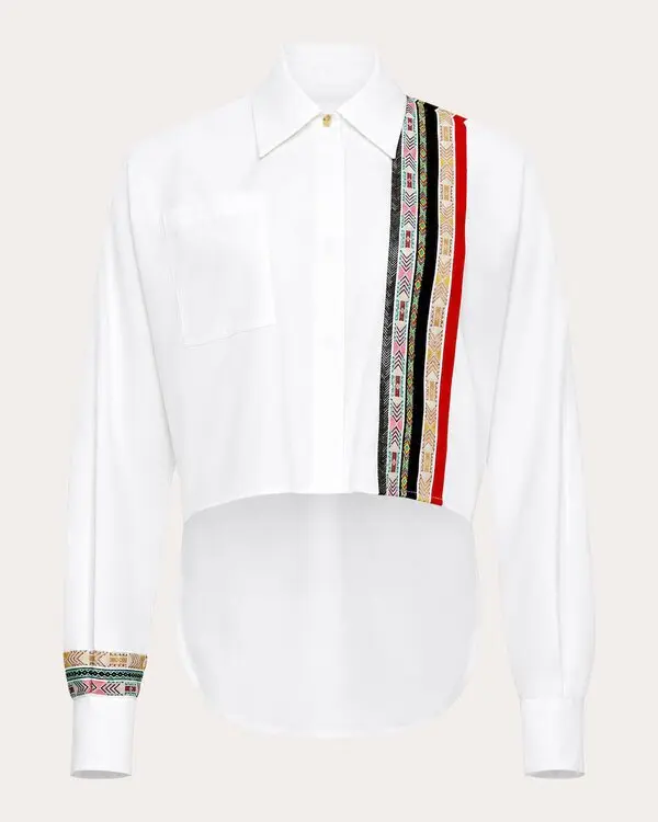 Hellessy Ted Grosgrain Poplin High-low Shirt