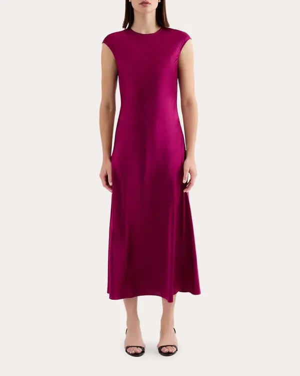 ARGENT Silk Charmeuse Bias Cap-sleeve Dress