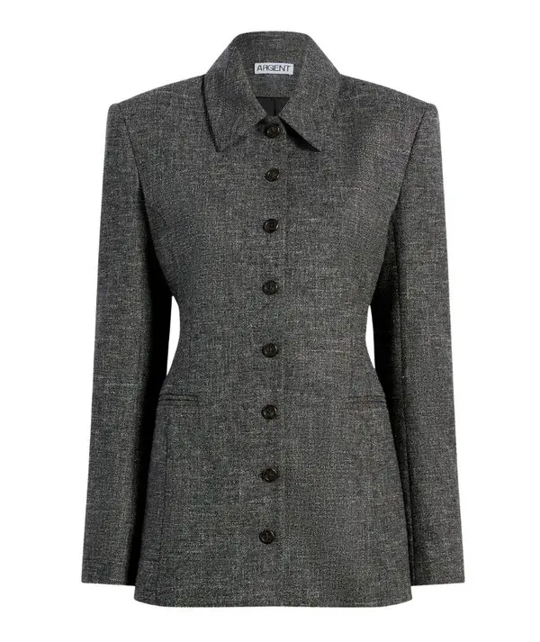 ARGENT Textured Wool Collared Blazer - Grey