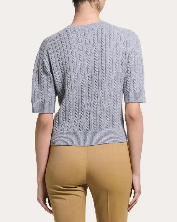 Theory Cashmere Cable Knit Crewneck T-shirt