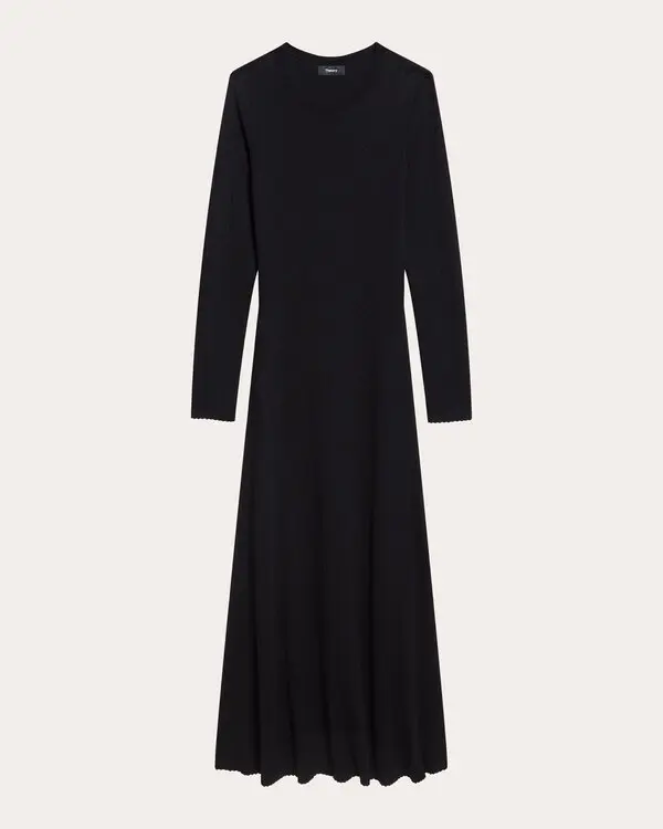 Theory Regal Wool Ribbed Long-sleeve Dress