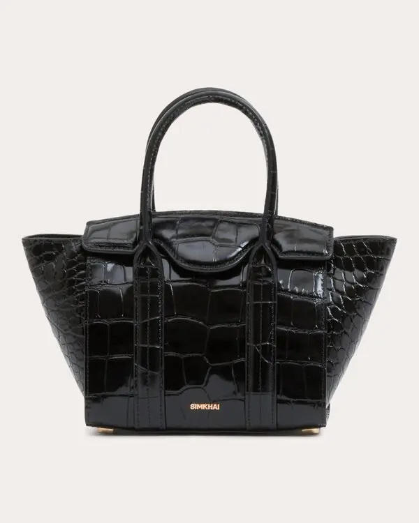 Simkhai Nicola Croc-embossed Leather Mini Tote Bag - Black