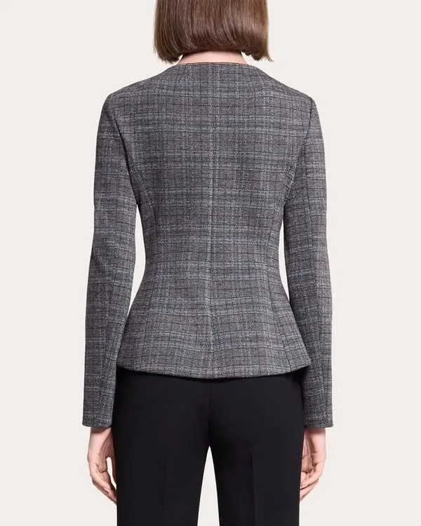 Theory Plaid Slim Boatneck Jacket