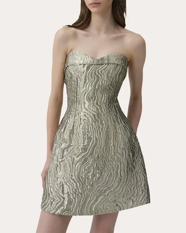Simkhai Darcie Metallic Jacquard Bustier Mini Dress