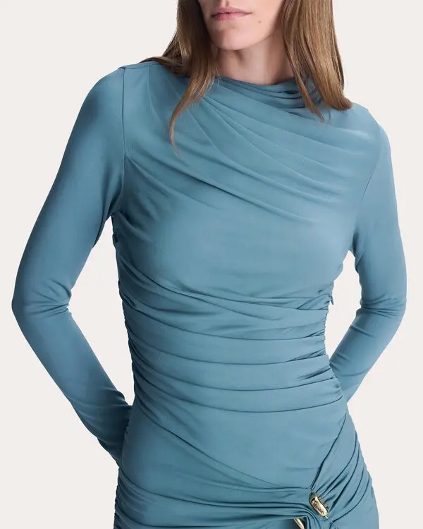 Simkhai Eleanora Draped Jersey Slit Gown