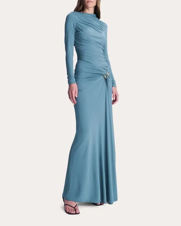 Simkhai Eleanora Draped Jersey Slit Gown