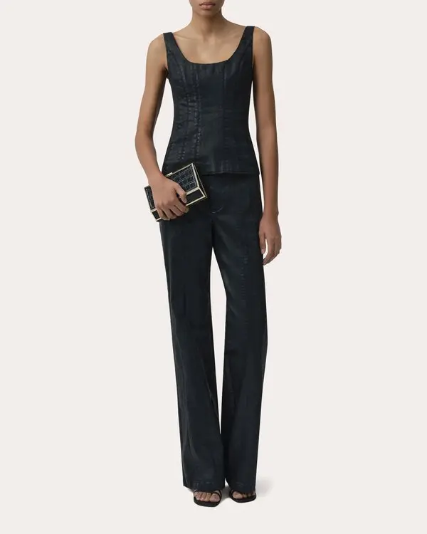 Simkhai Lachlan Coated Denim Bustier Top