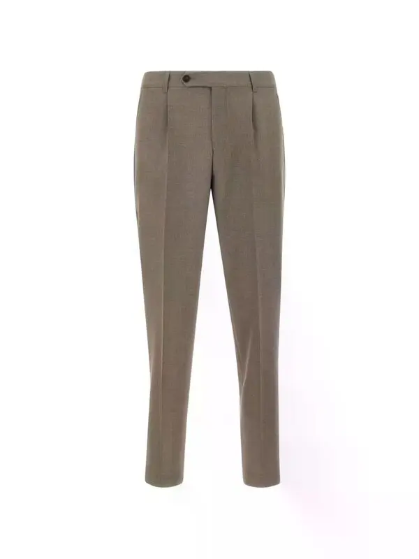 BOSS Pleated Relaxed-fit Trousers In Virgin Wool - Neutrals