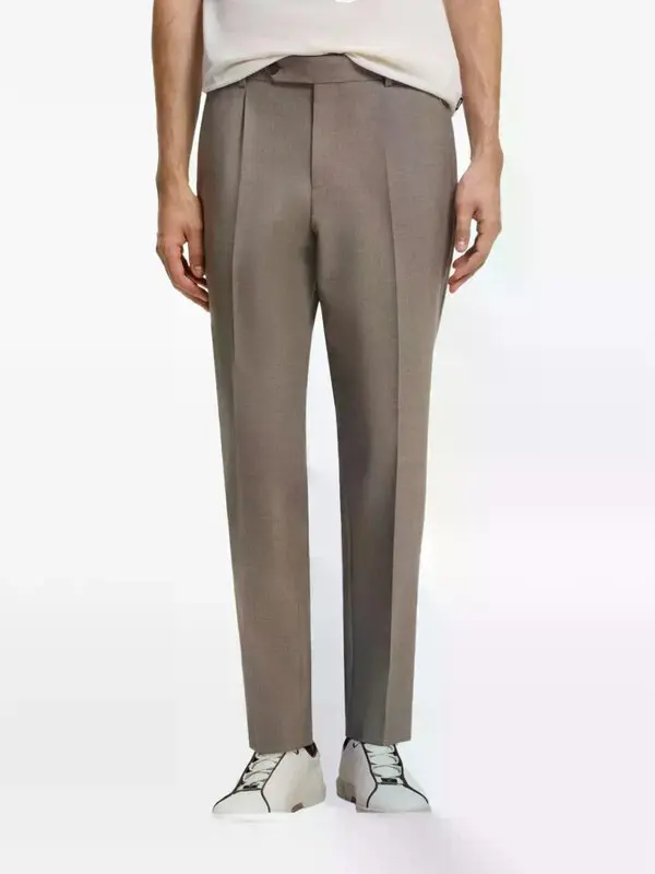 BOSS Pleated Relaxed-fit Trousers In Virgin Wool
