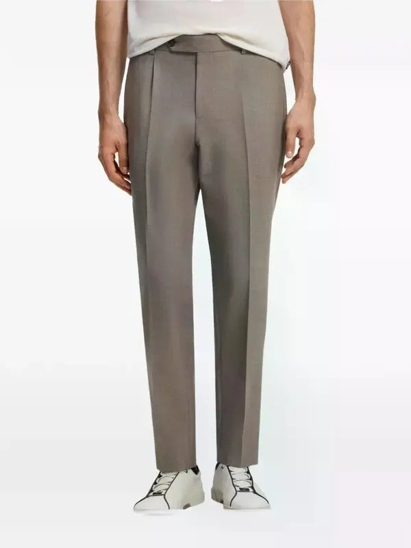 BOSS Pleated Relaxed-fit Trousers In Virgin Wool