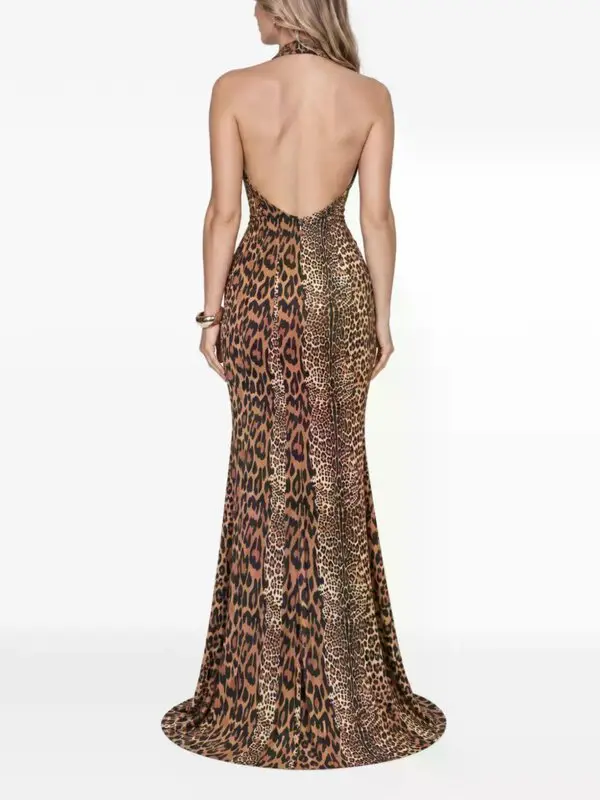 ROSERRY Leopard-print Open-back Maxi Dress