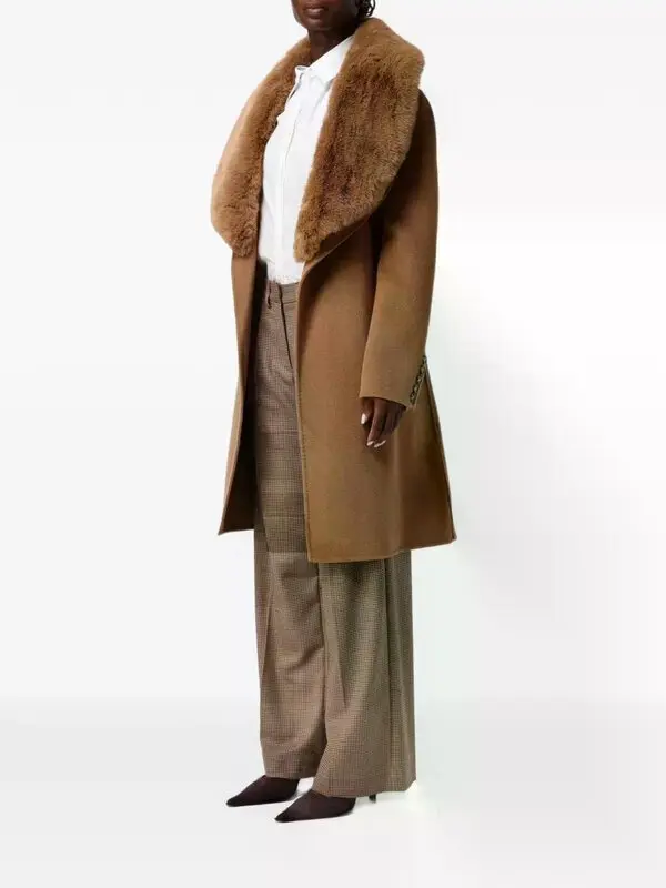 HANITA Faux-fur Collar Belted Coat