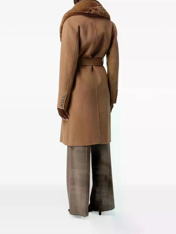 HANITA Faux-fur Collar Belted Coat