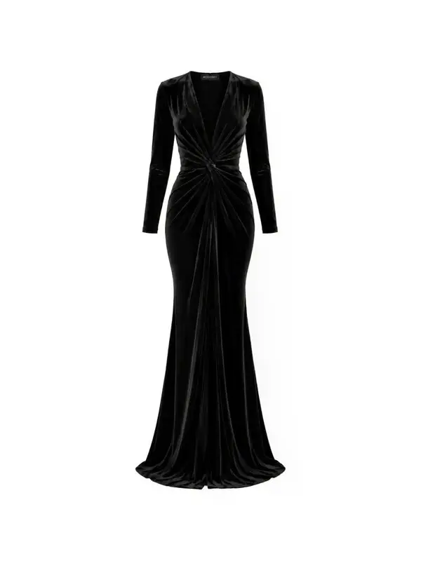 ROSERRY Scarlett Knot-detail Velvet Maxi Dress - Black
