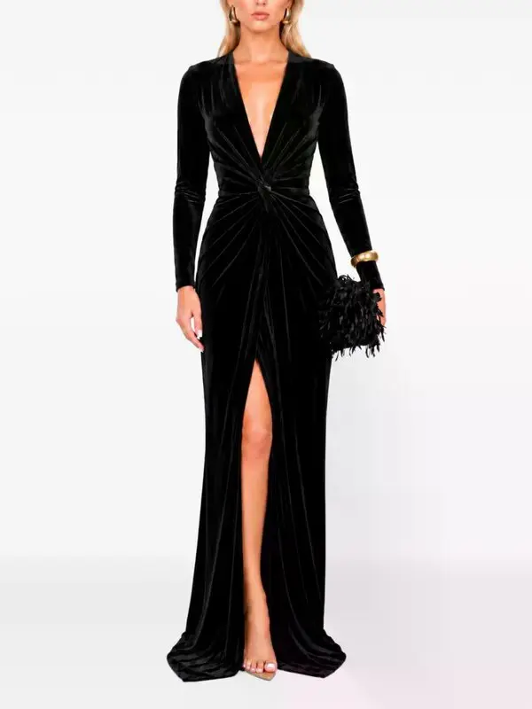 ROSERRY Scarlett Knot-detail Velvet Maxi Dress