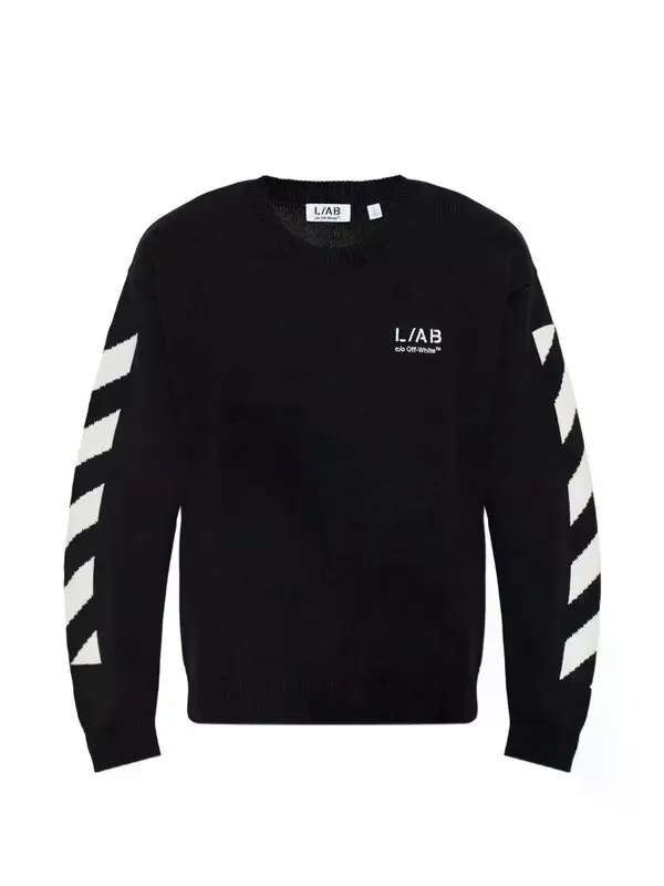 L/AB C/O OFF-WHITE Logo-embroidered Diagonals-print Sweater