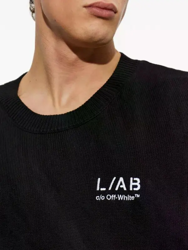 L/AB C/O OFF-WHITE Logo-embroidered Diagonals-print Sweater
