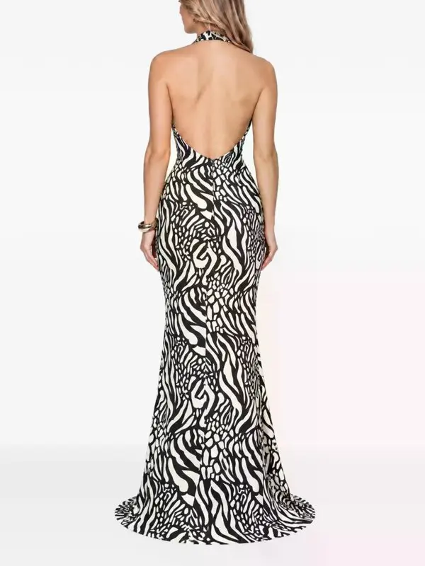 ROSERRY Animal-print Open-back Maxi Dress