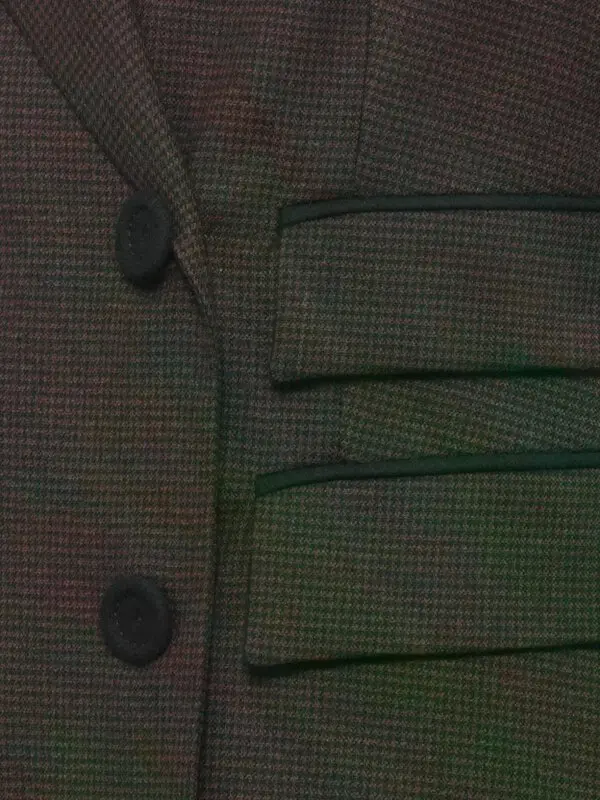 D.exterior Houndstooth Double-breasted Blazer